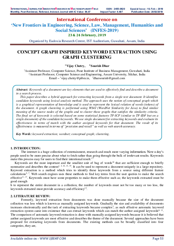 Pdf Concept Graph Inspired Keyword Extraction Using Graph Clustering