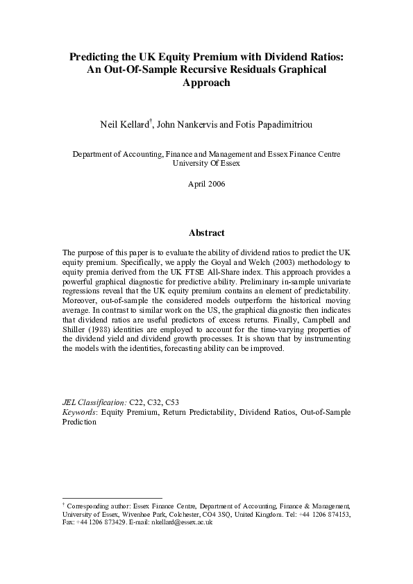 (PDF) Predicting the UK Equity Premium with Dividend Ratios: An Out-Of-Sample Recursive ...