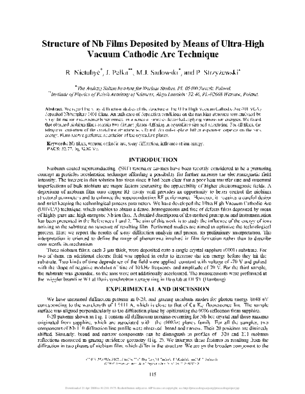 (PDF) Structure of Nb Films Deposited by Means of Ultra-High Vacuum ...