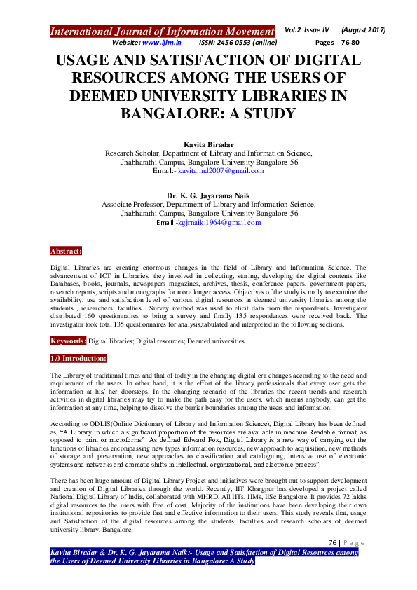 (PDF) Digital Resource Use in Bangalore University Libraries