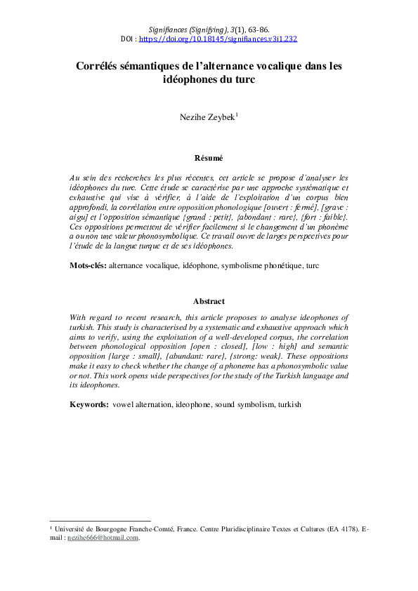 (PDF) Corrélés sémantiques de l'alternance vocalique dans les ...