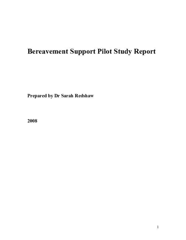(PDF) Bereavement Support Pilot Study Report
