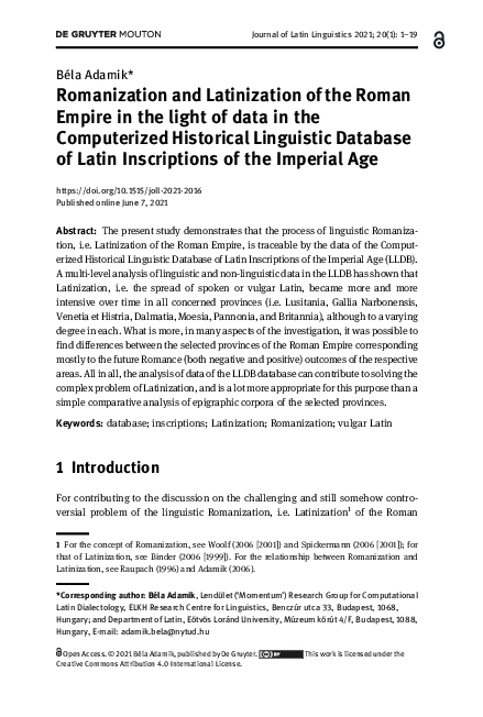 (PDF) Romanization and Latinization of the Roman Empire in the light of ...