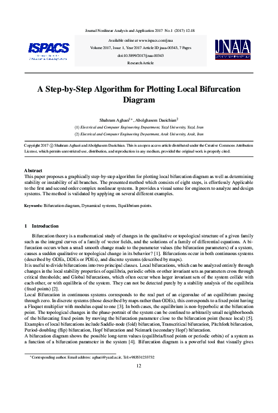(PDF) A Step-by-Step Algorithm for Plotting Local Bifurcation Diagram