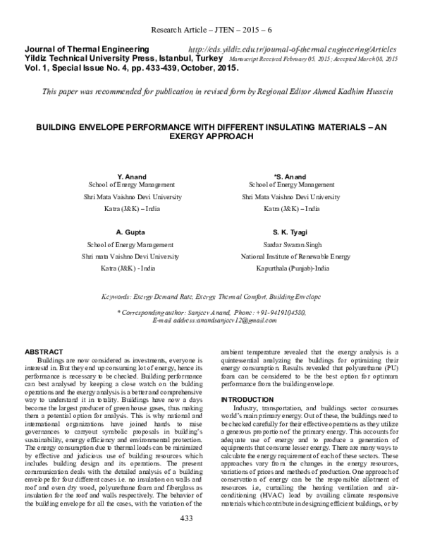 (PDF) Building envelope performance with different insulating materials ...