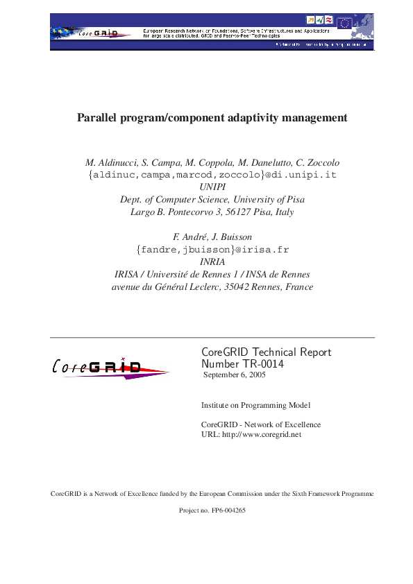(PDF) Parallel program/component adaptivity management
