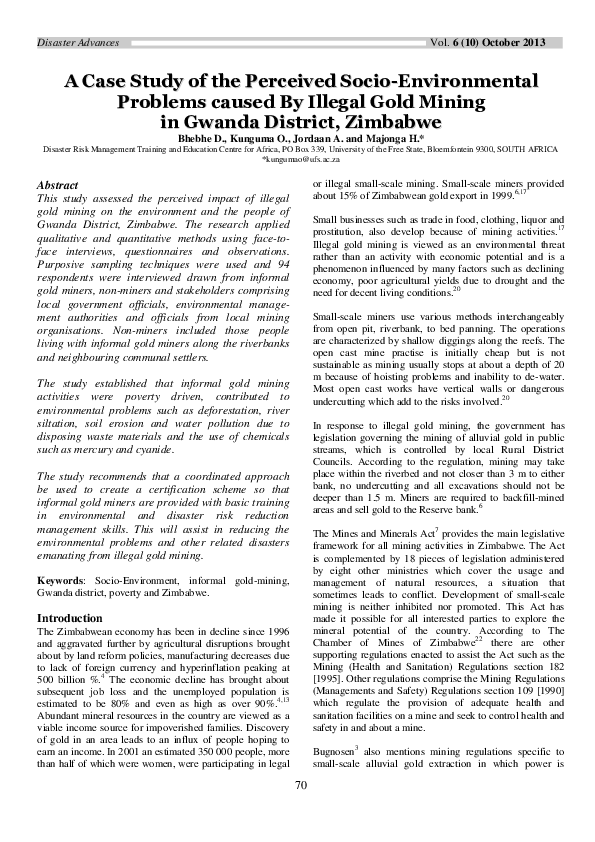 (PDF) A case study of the perceived socio-environmental problems caused ...