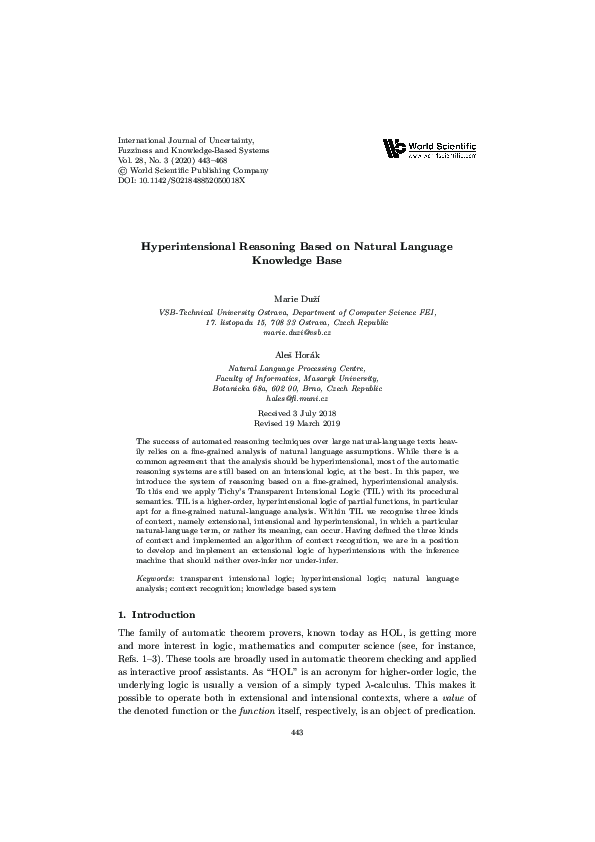 (PDF) Hyperintensional Reasoning Based on Natural Language Knowledge Base