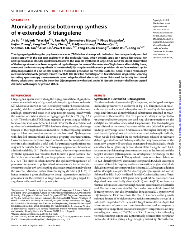 (PDF) Atomically precise bottom-up synthesis of π-extended [5]triangulene