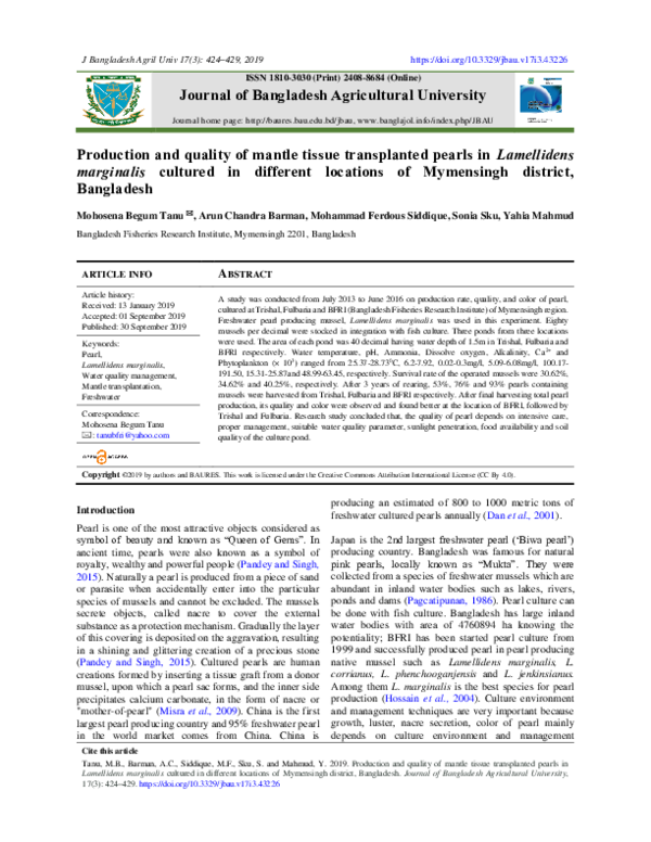 (PDF) Production and quality of mantle tissue transplanted pearls in ...