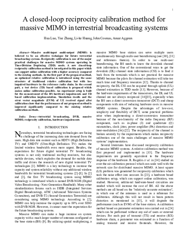 (PDF) A Closed-Loop Reciprocity Calibration Method for Massive MIMO in Terrestrial Broadcasting ...