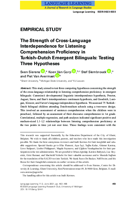 (PDF) The Strength of Cross-Language Interdependence for Listening ...