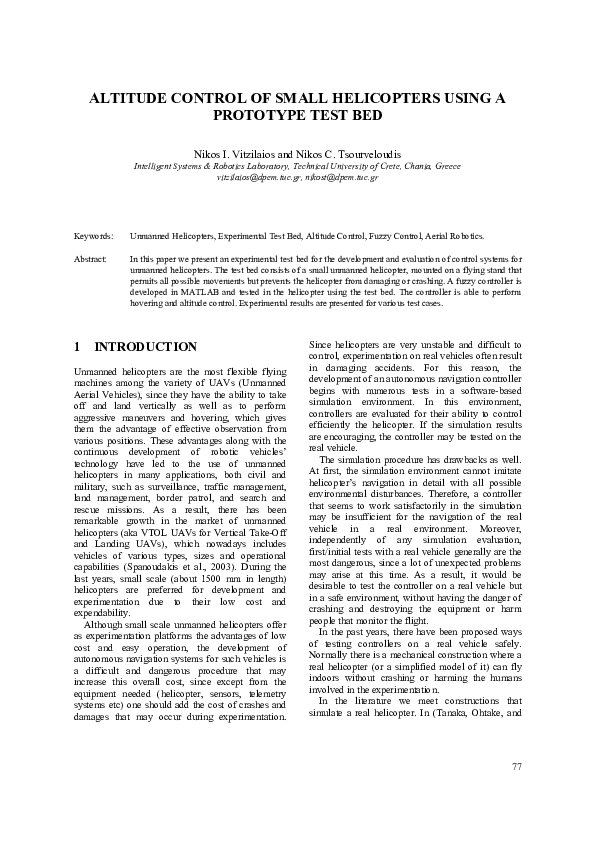 (PDF) ALTITUDE CONTROL OF SMALL HELICOPTERS USING A PROTOTYPE TEST BED