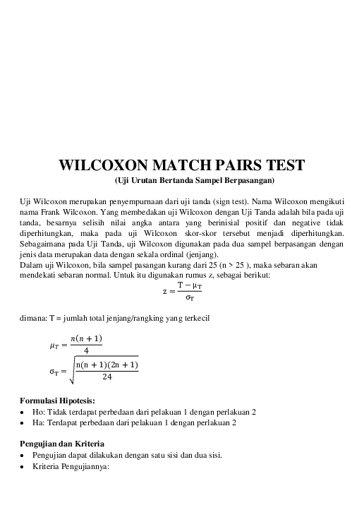 (PDF) WILCOXON MATCH PAIRS TEST (MANUAL)