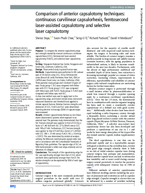 (PDF) Comparison of anterior capsulotomy techniques: continuous ...
