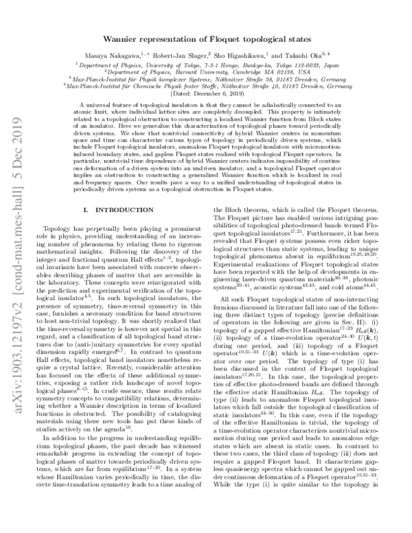 (PDF) Wannier representation of Floquet topological states | Robert-Jan ...