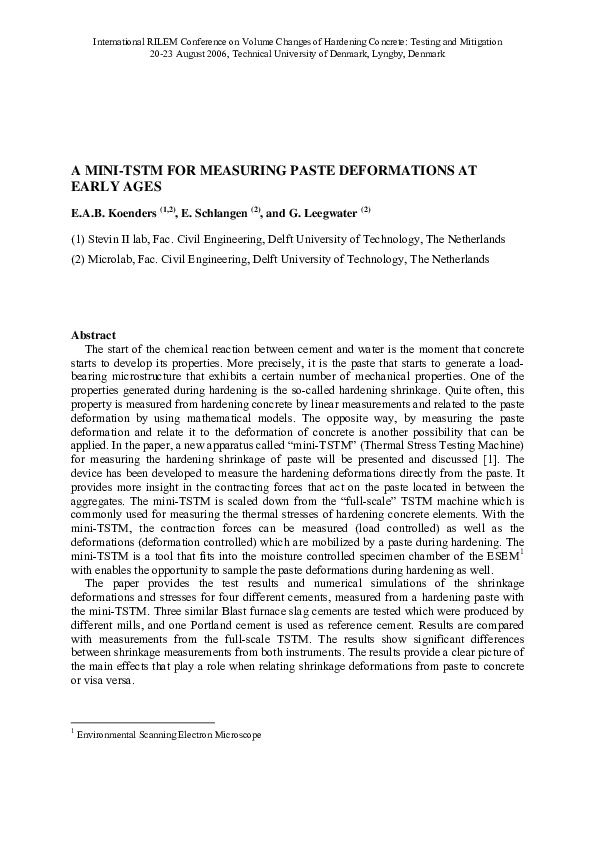 (PDF) A mini-TSTM for measuring paste deformations at early ages