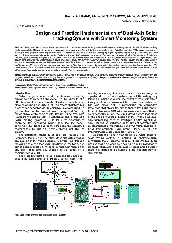 (PDF) Design and Practical Implementation of Dual-Axis Solar Tracking System with Smart ...