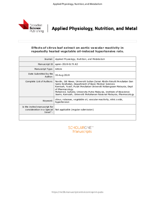 (PDF) Effects of citrus leaf extract on aortic vascular reactivity in ...