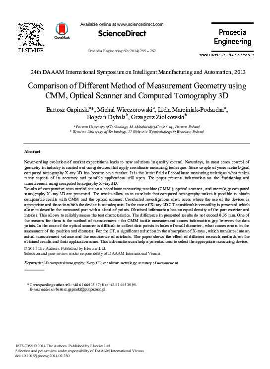 (PDF) Comparison of Different Method of Measurement Geometry Using CMM ...