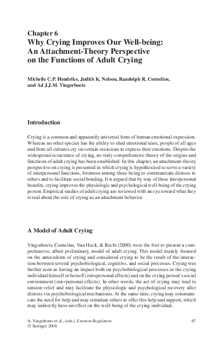 (PDF) Why Crying Improves Our Well-being: An Attachment-Theory ...