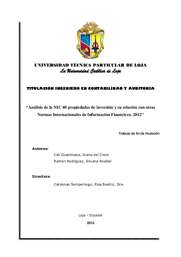 (PDF) “Análisis de la NIC 40 Propiedades de Inversión y su relación con ...