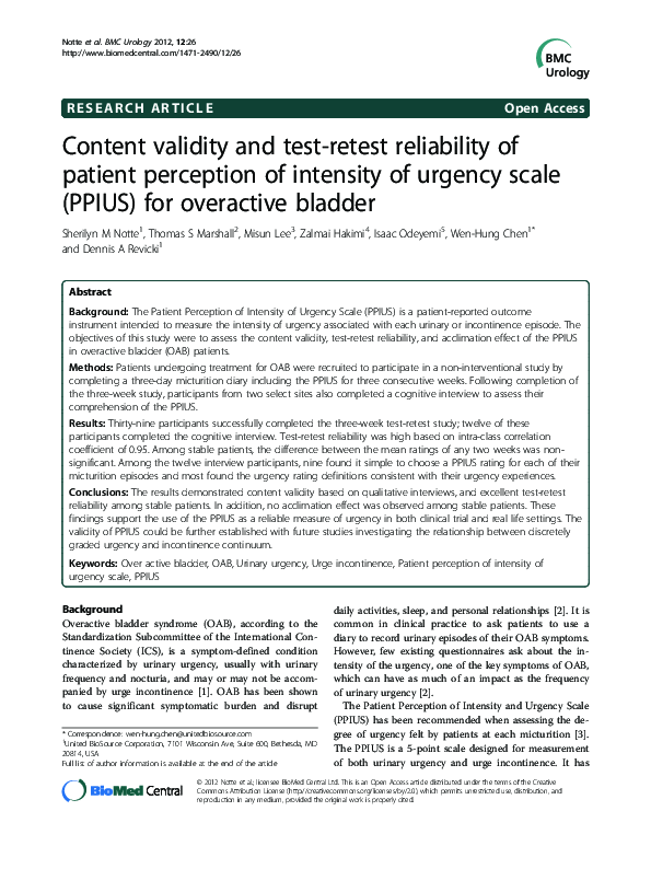 (PDF) Content validity and test-retest reliability of patient ...