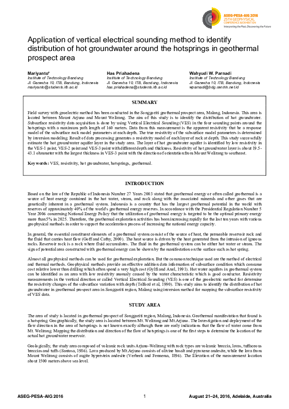 (PDF) Application of Vertical Electrical Sounding Method to Identify ...