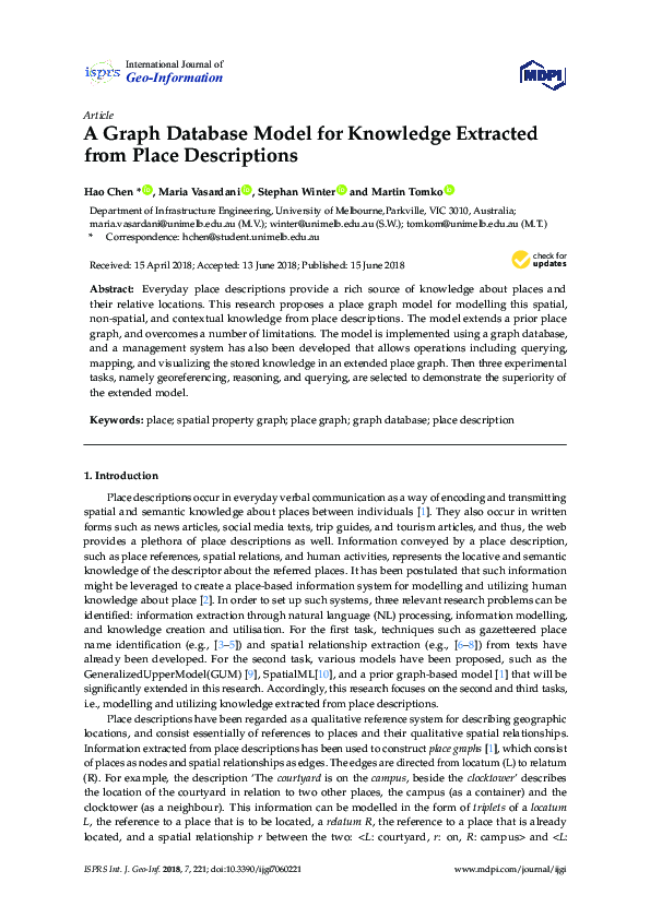 Pdf A Graph Database Model For Knowledge Extracted From Place Descriptions