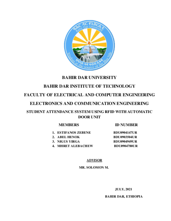 (PDF) Student Attendance System Using RFID with Automatic Door unit