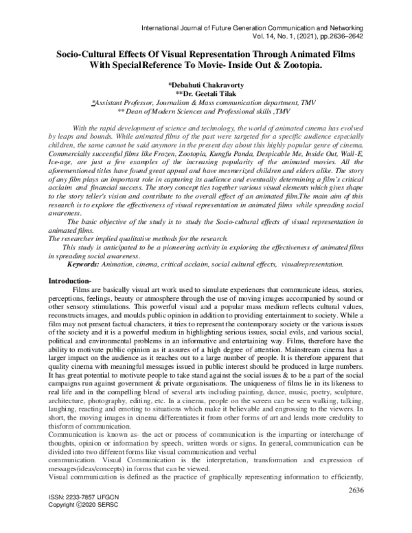 (PDF) Socio-Cultural Effects Of Visual Representation Through Animated ...