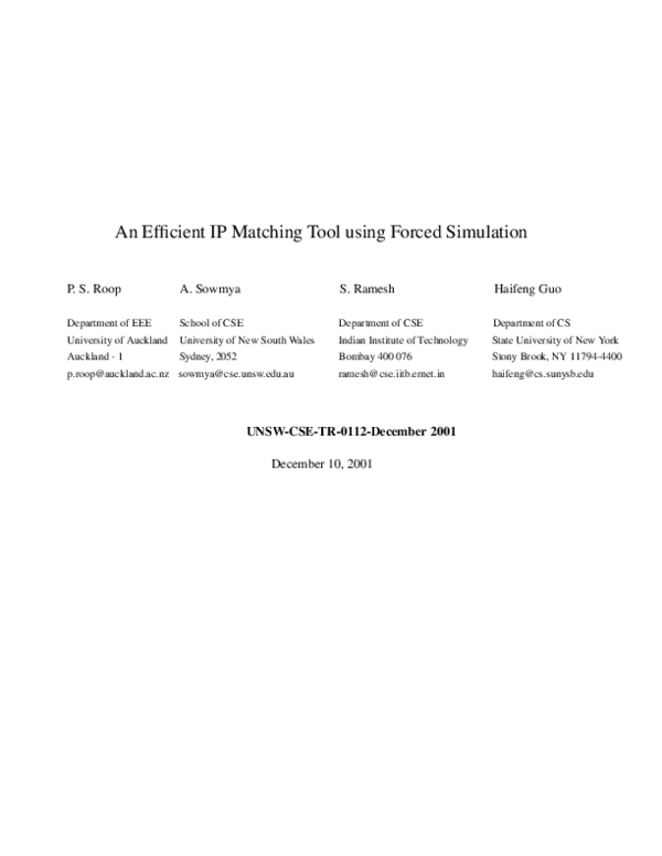 Pdf An Efficient Ip Matching Tool Using Forced Simulation Partha Roop
