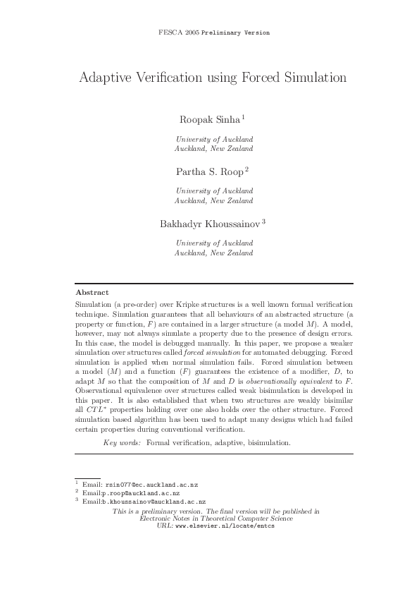 (PDF) Adaptive Verification using Forced Simulation