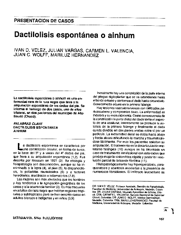 (PDF) Dactilolisis espontánea o ainhum