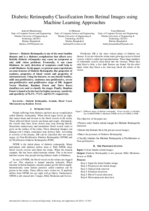 (PDF) Diabetic Retinopathy Classification from Retinal Images using ...