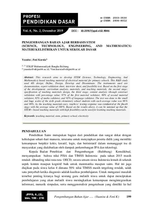 (PDF) Pengembangan Bahan Ajar Berbasis Stem (Science, Technology ... (PDF) Pengembangan Bahan Ajar Berbasis Stem (Science, Technology ...