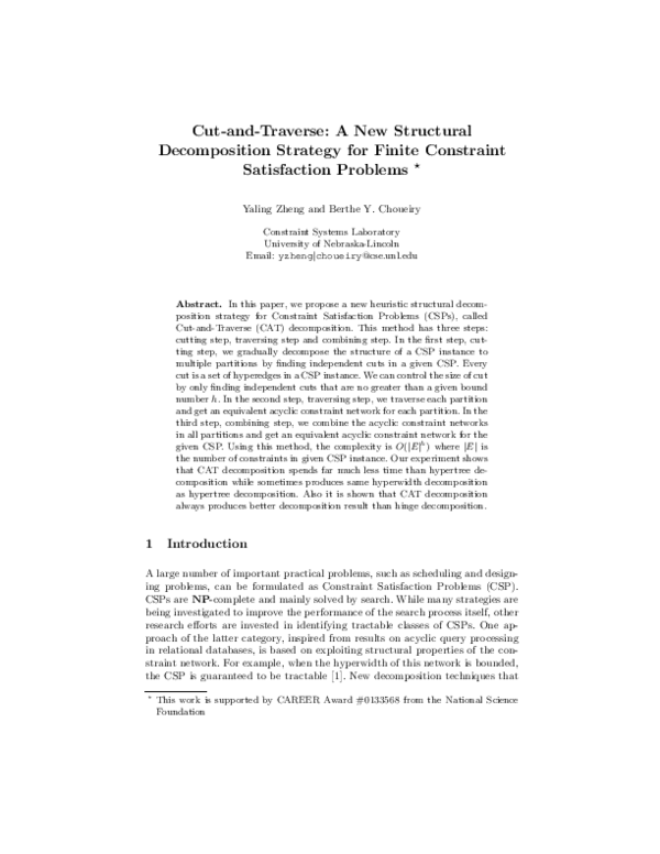 (PDF) Cut-and-Traverse: A New Structural Decomposition Strategy for Finite Constraint ...