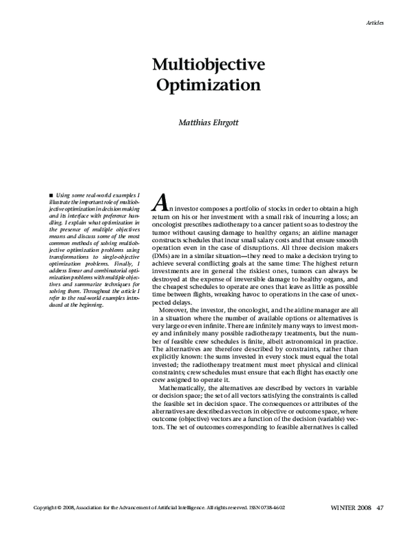 (PDF) Multiobjective Optimization | Matthias Ehrgott - Academia.edu