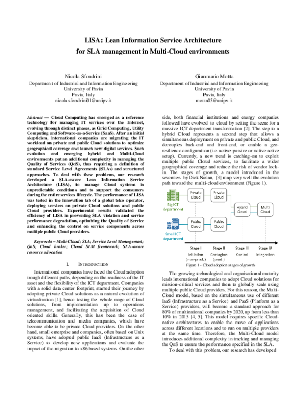 (PDF) LISA: Lean Information Service Architecture for SLA management in ...