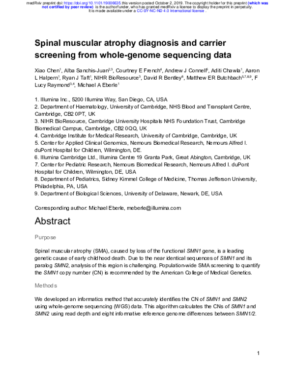 (PDF) Spinal muscular atrophy diagnosis and carrier screening from ...