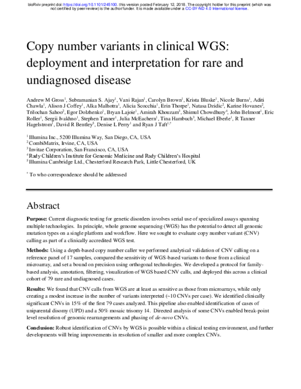 (PDF) Copy number variants in clinical WGS: deployment and interpretation for rare and ...