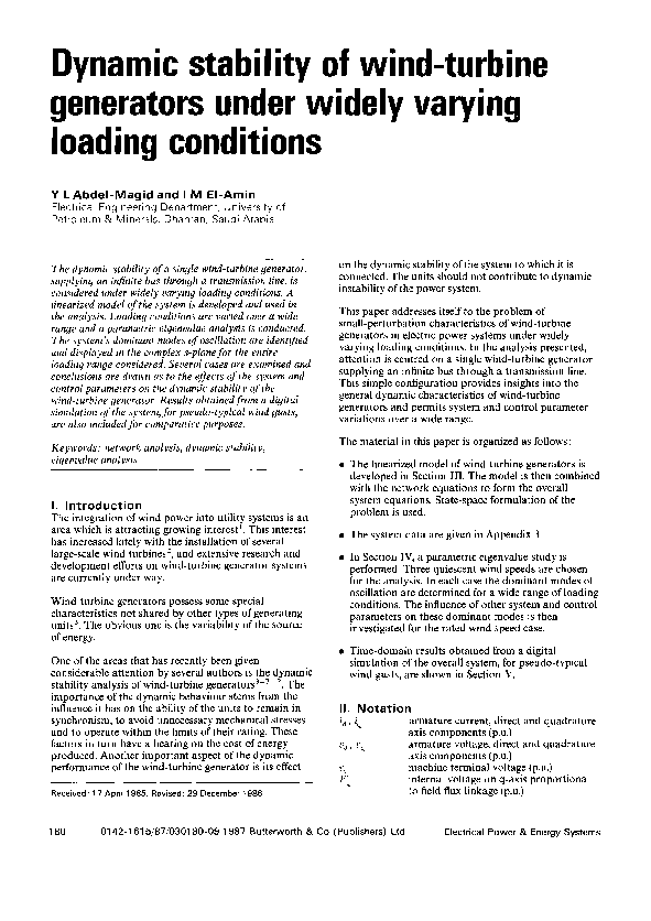 (PDF) Dynamic stability of wind-turbine generators under widely varying ...