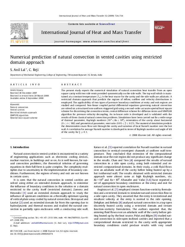(PDF) Numerical prediction of natural convection in vented cavities using restricted domain ...