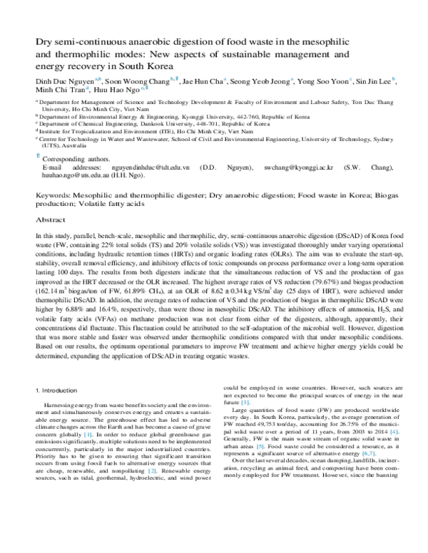 (PDF) Dry semi-continuous anaerobic digestion of food waste in the ...