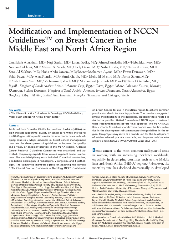 (PDF) Modification and Implementation of NCCN Guidelines on Breast ...