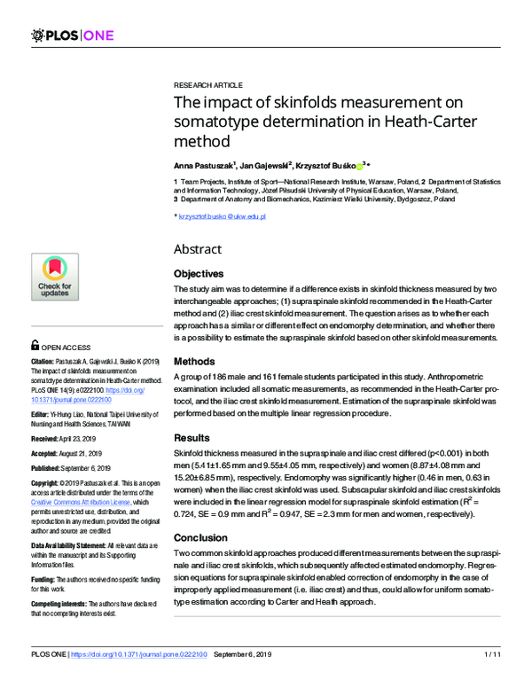 (PDF) The impact of skinfolds measurement on somatotype determination ...