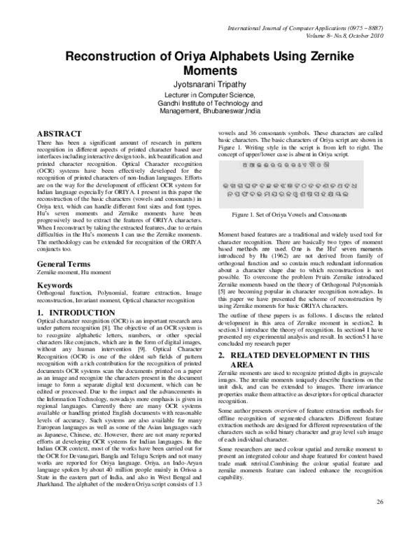 (PDF) Reconstruction of Oriya Alphabets Using Zernike Moments ...
