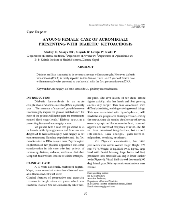 (PDF) A young female case of acromegaly presenting with diabetic ...