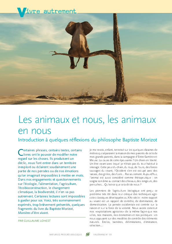 (PDF) Les animaux et nous, les animaux en nous : introduction à ...