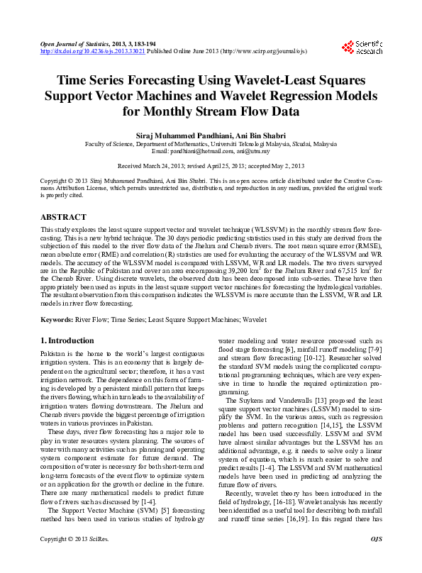 (PDF) Time Series Forecasting Using Wavelet-Least Squares Support Vector Machines and Wavelet ...